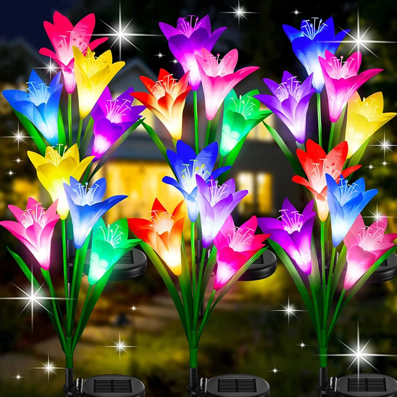 Solar-Outdoor-Flower-LED-Lights-Garden-Decor-Lily-Flower-Lamp-7-Color ...