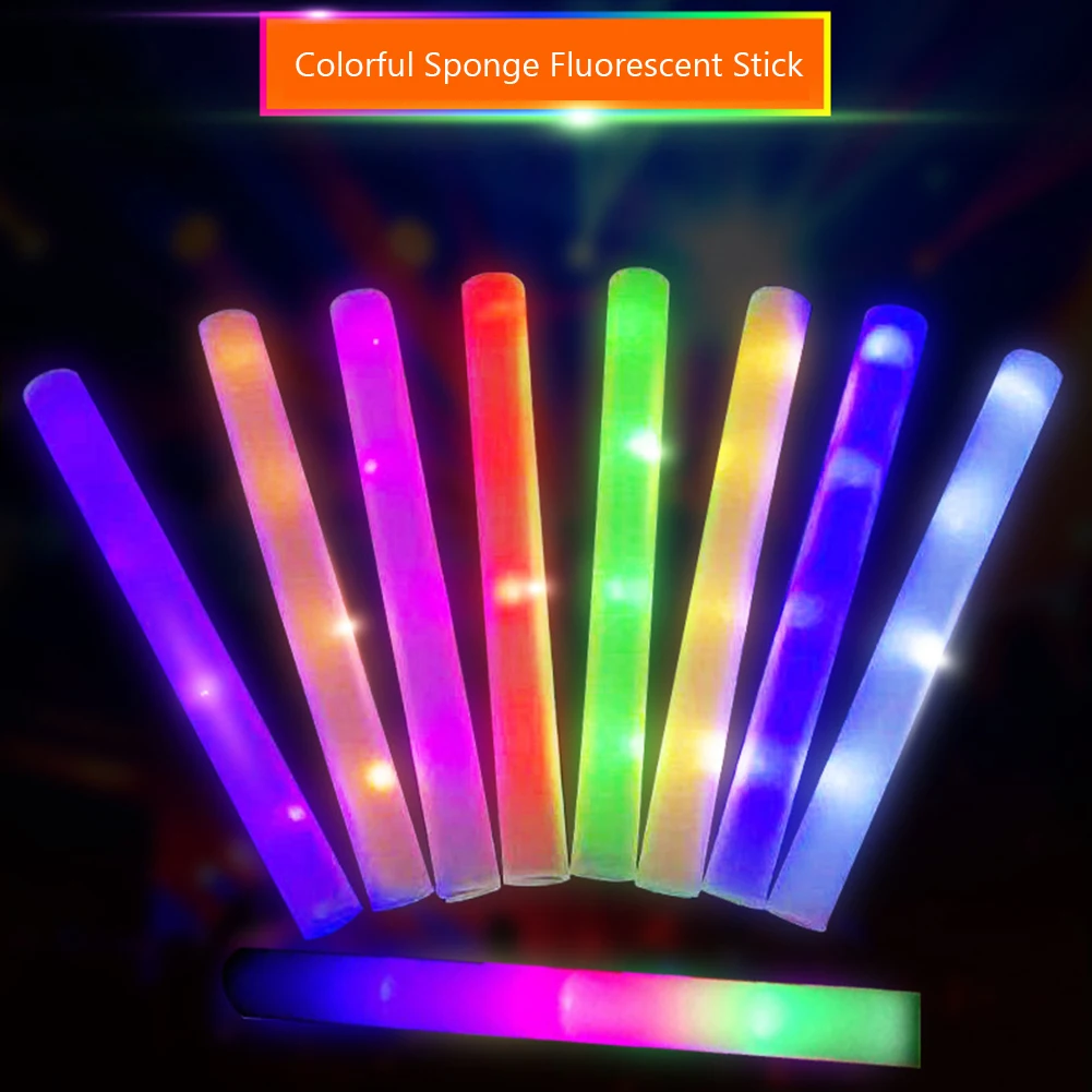 10-50pcs-LED-Foam-Glow-Sticks-Flashing-Glow-Batons-Cheer-Tube-Glow-in ...