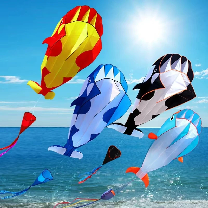 free shipping large soft kite dolphin kite nylon kite line animated ...