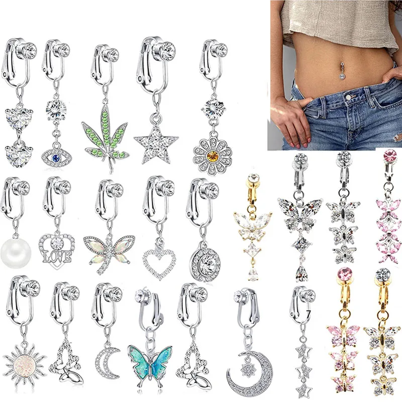 1Pcs-Fake-Belly-Butterfly-Fake-Belly-Piercing-Heart-Clip-on-Umbilical ...