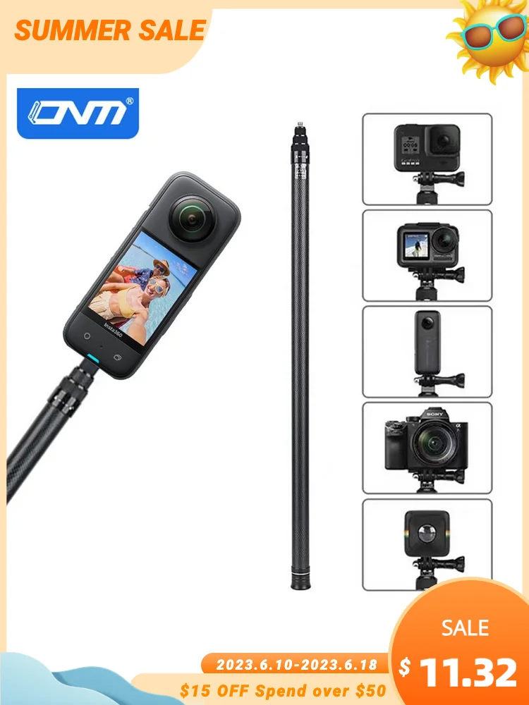 3mカスタムカーボンファイバー自撮り棒,insta360 x3/1x2 rsアルミニウム合金,goproヒーロー11 10 9 8 dji ...