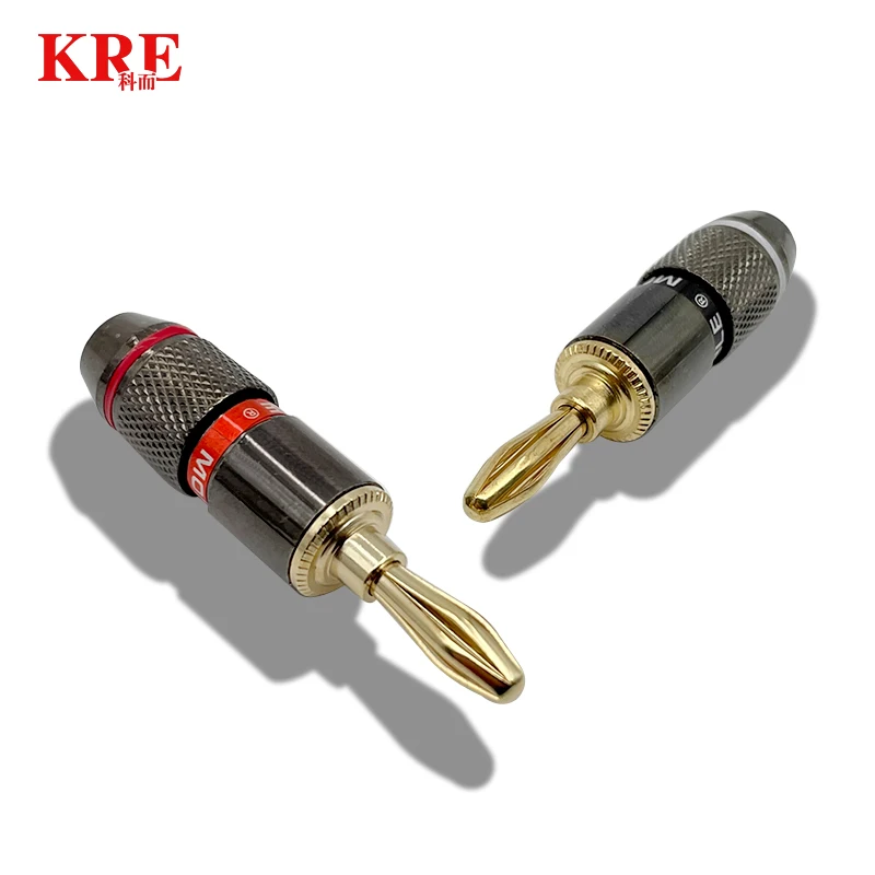 KRE 4pcs/2pairs Monster Banana Plugs Gold Plated Pure Copper Speaker ...