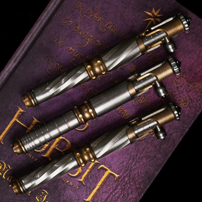Spiral-Tactical-Pen-Titanium-Alloy-Brass-Decomposition-Portable-Writing ...