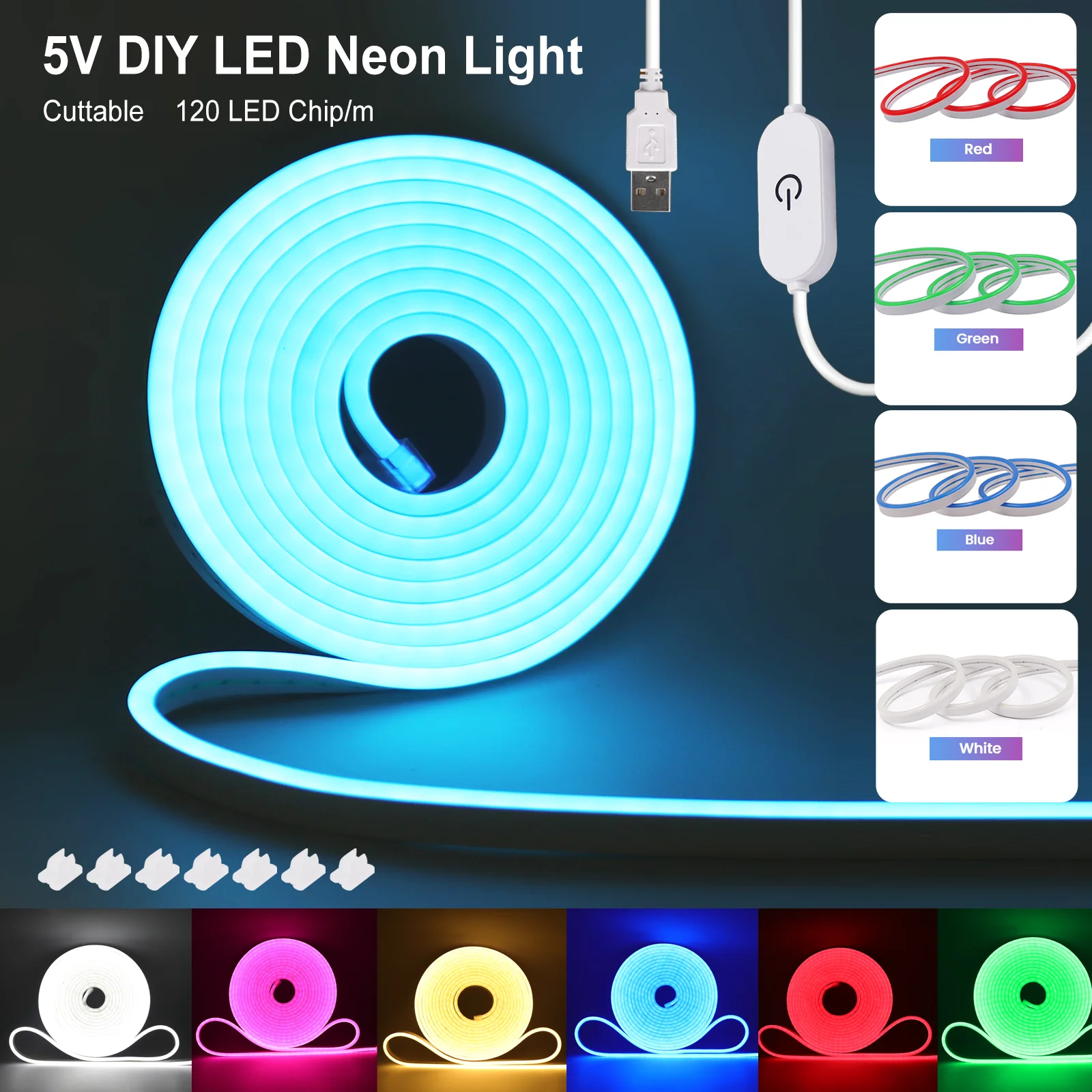 LED Neon Sign Light 5V USB Touch Sensor Dimmable Waterproof Neon Lamp ...