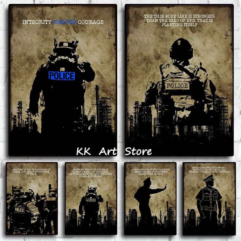 Military Police Figure Inspiring Poster Canvas Painting HD Print Modern ...