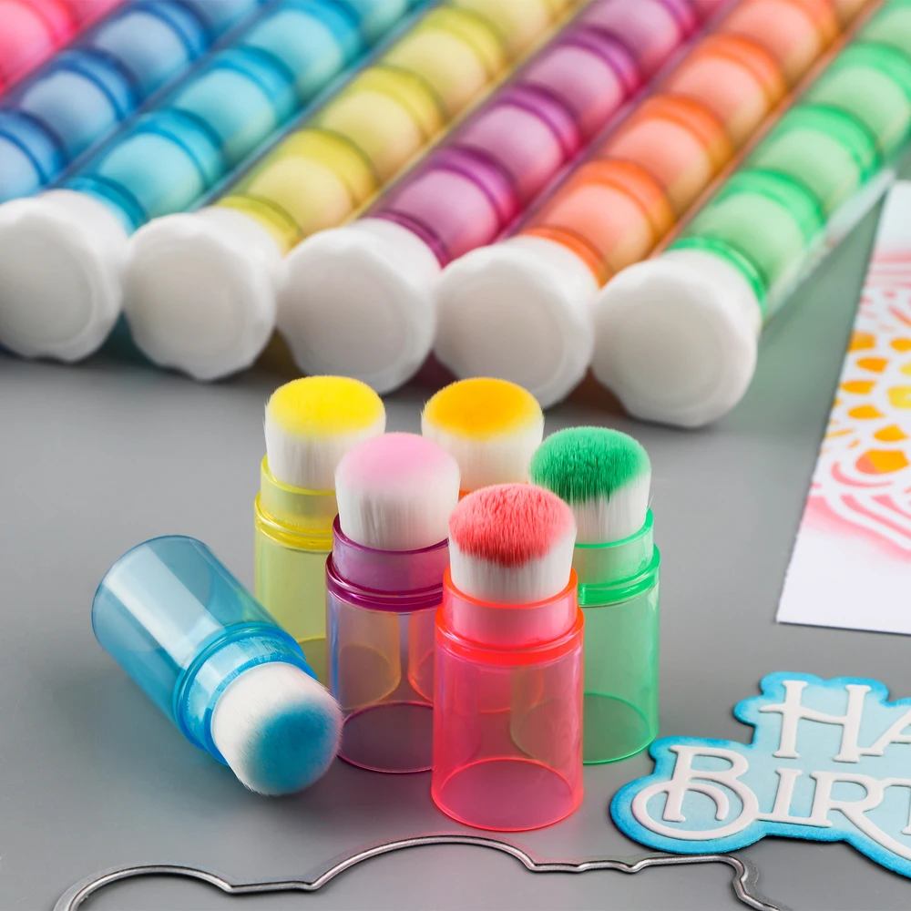 Mini-Stackable-Blender-Brushes-Rainbow-Soft-Bristles-Finger-Daubers-Ink ...