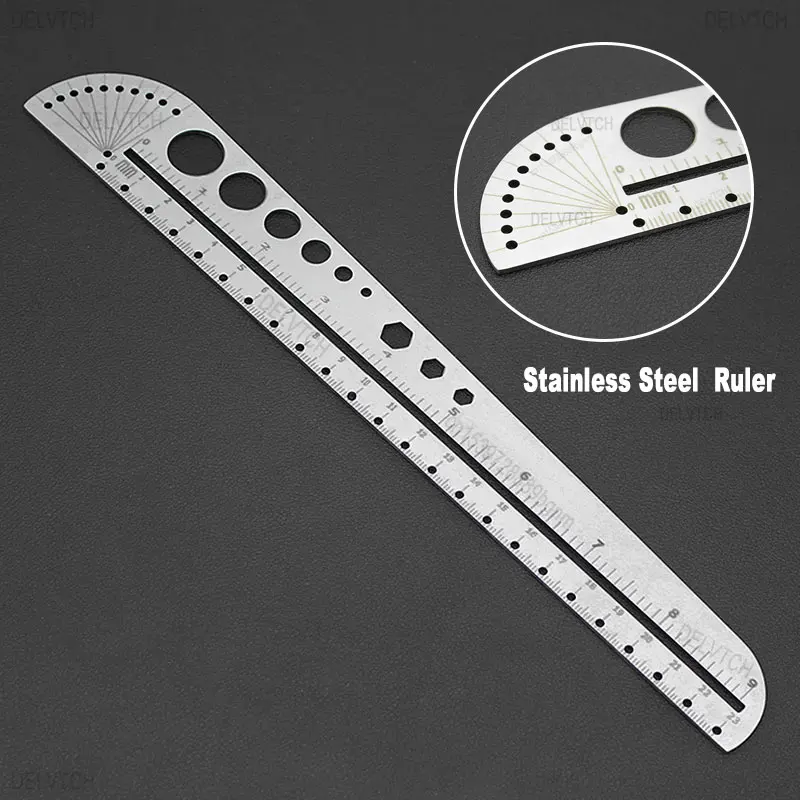 Multifunctional Stainless Steel Straight Ruler Protractor Angle Degree ...