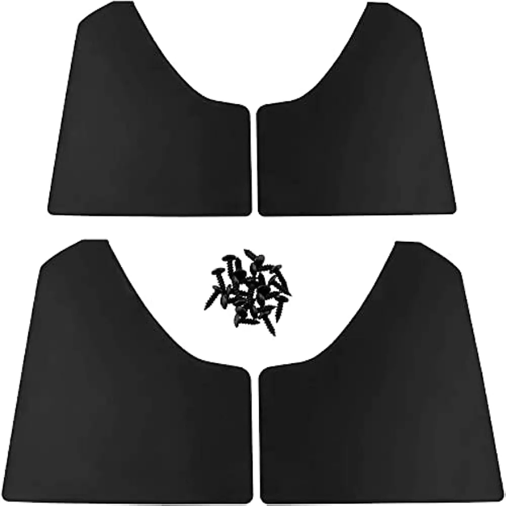 Car-Mud-Flaps-Universal-Fit-Black-Splash-Guards-4-Pack-with-20-Pieces ...
