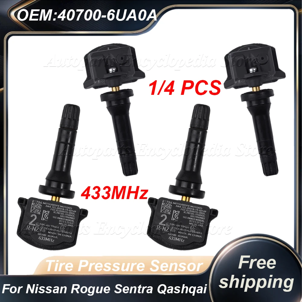 1/4PCS 433MHz TPMS Tire Pressure Sensor 40700-6UA0A For Nissan Rogue ...