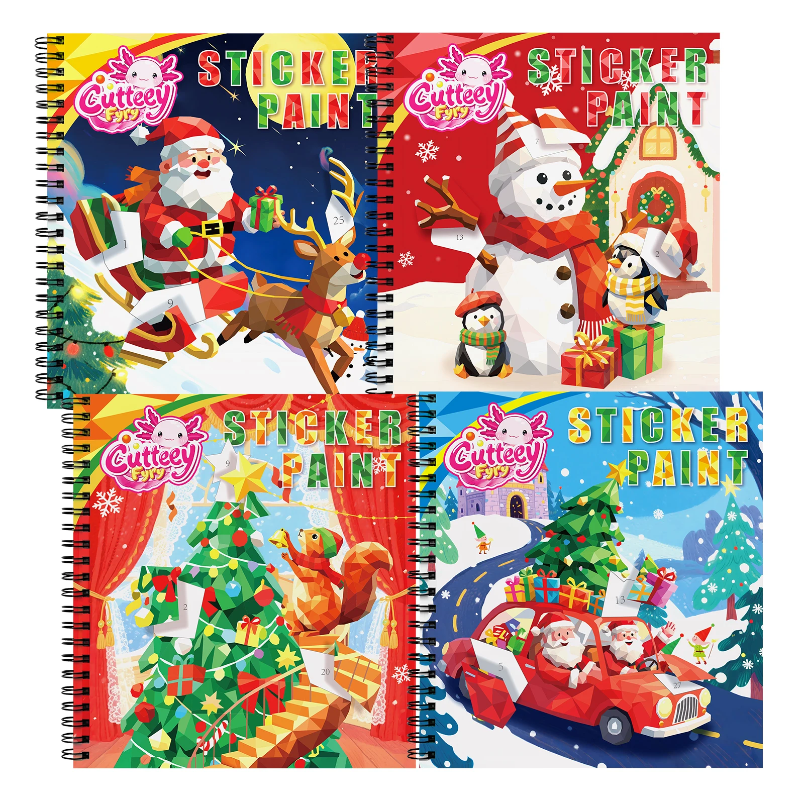 1-4PCS Christmas Sticker Book By Number For Kids Gifts Santa Claus ...