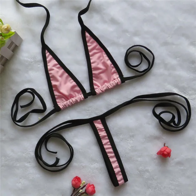 micro bikini Sexy Sling triangle Edge Mini Thong girl Beach Sunbathing ...