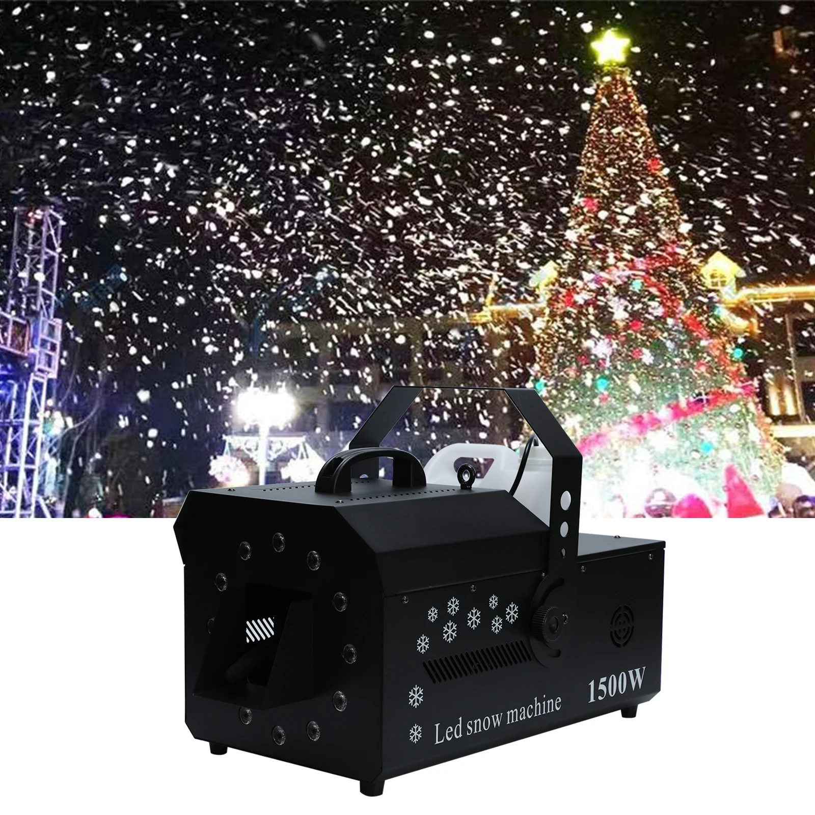 1500W High Power Snow Machine with LED Light Effect, Remote/DMX Control ...