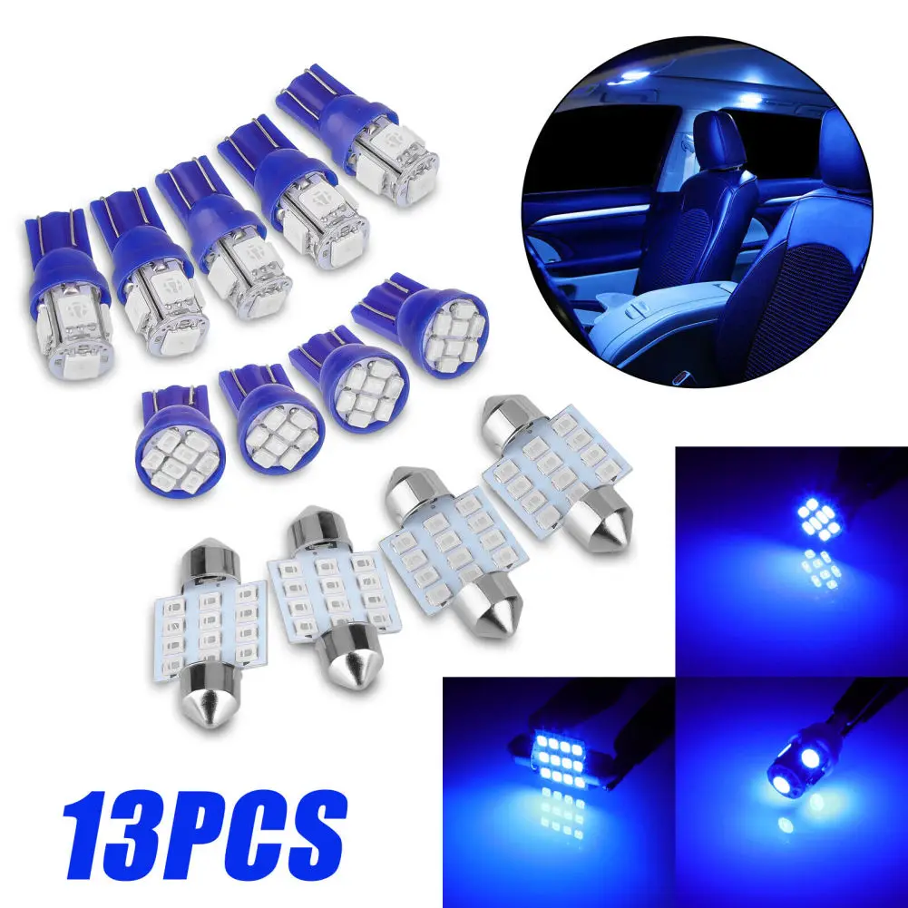 13pcs-Car-LED-Bulbs-Set-T10-31mm-12V-8000-10000K-Blue-Ultra-Bright-LED ...