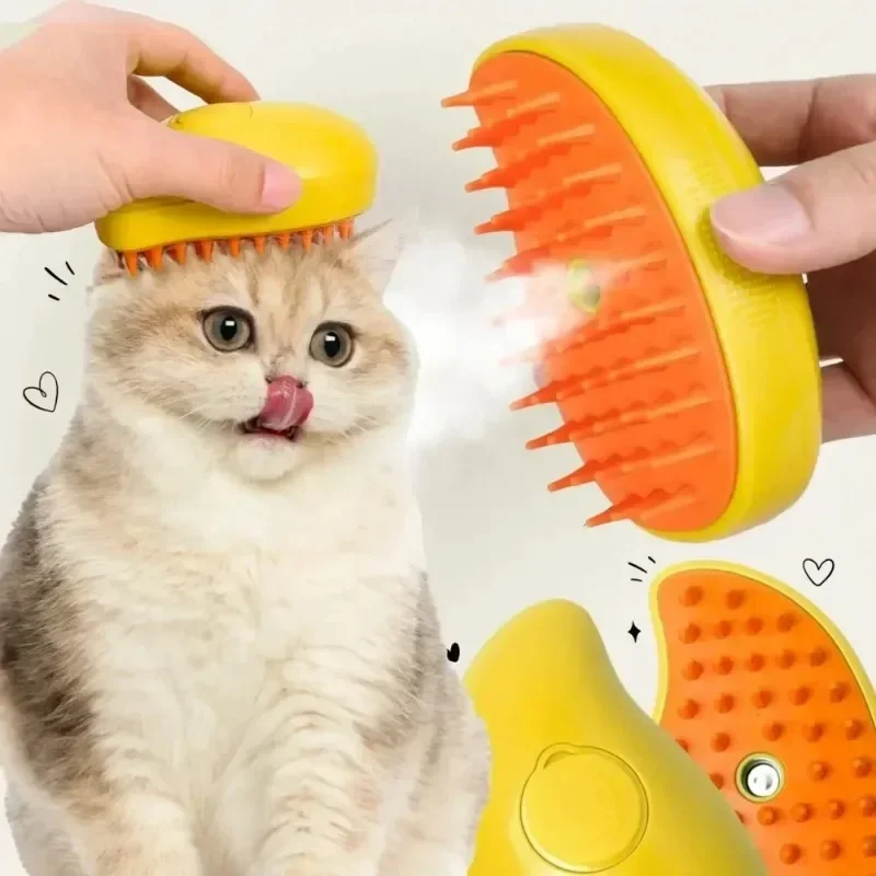 Cat-Electric-Steam-Brush-Sprayer-3-in-1-Pet-Massage-Grooming-Water-Jet ...