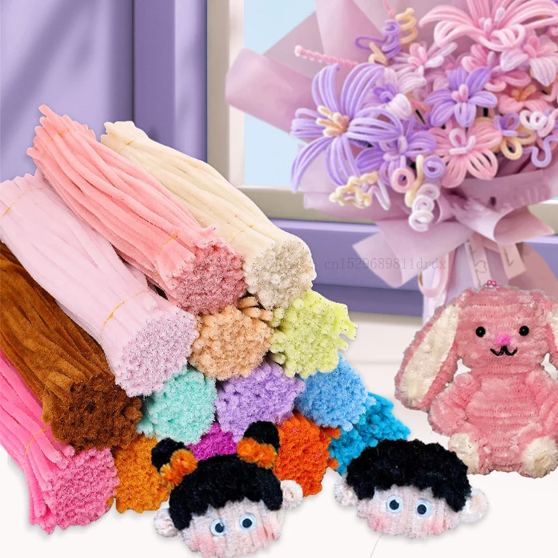 40-100pcs-DIY-Chenille-Stems-Fluffy-Wire-Pipe-Cleaners-Twist-Stick ...