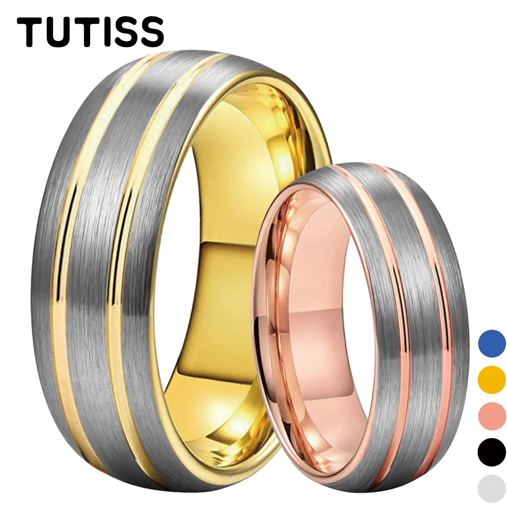 TUTISS-8mm-Men-Women-Grooved-Wedding-Band-Tungsten-Carbide-Ring-Domed ...