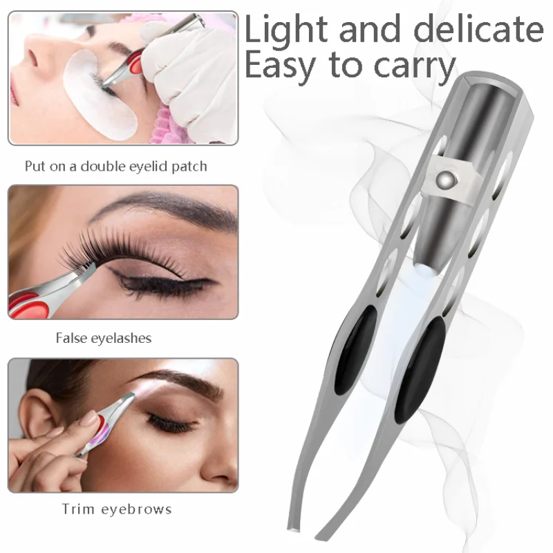 LED-Eyebrow-Tweezers-Oblique-Tip-Eyebrow-Trimming-Clip-Stainless-Steel ...