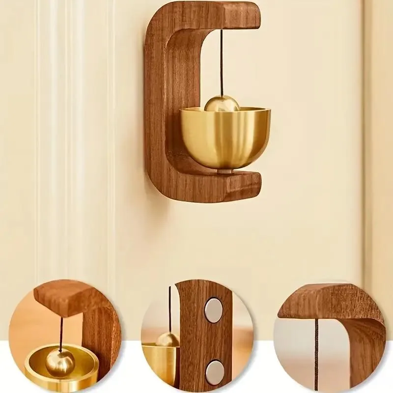Wireless-Doorbell-Solid-Wooden-Doorbell-Magnetic-Brass-Wind-Chimes ...