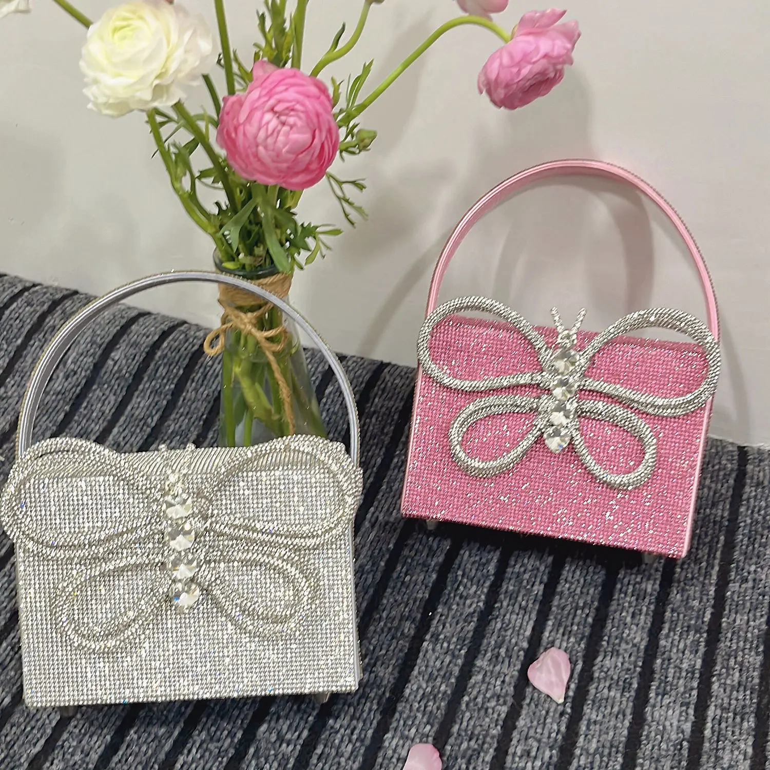Luxury-Designer-Satin-Diamond-Square-Bag-Crystal-Shiny-Rhinestone-Bow ...