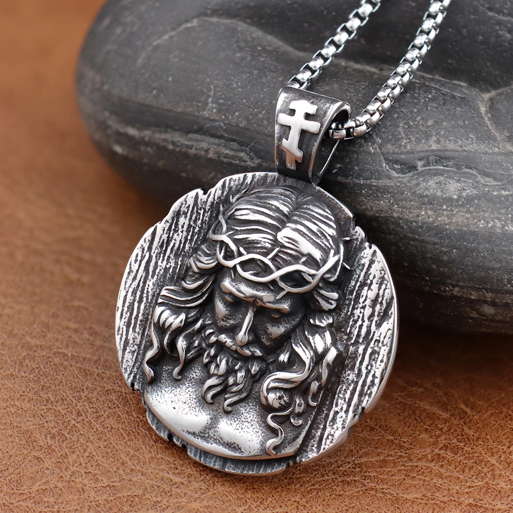 Trendy-Men-s-Stainless-Steel-Shepherd-Jesus-Pendant-Chain-Holy-Family ...