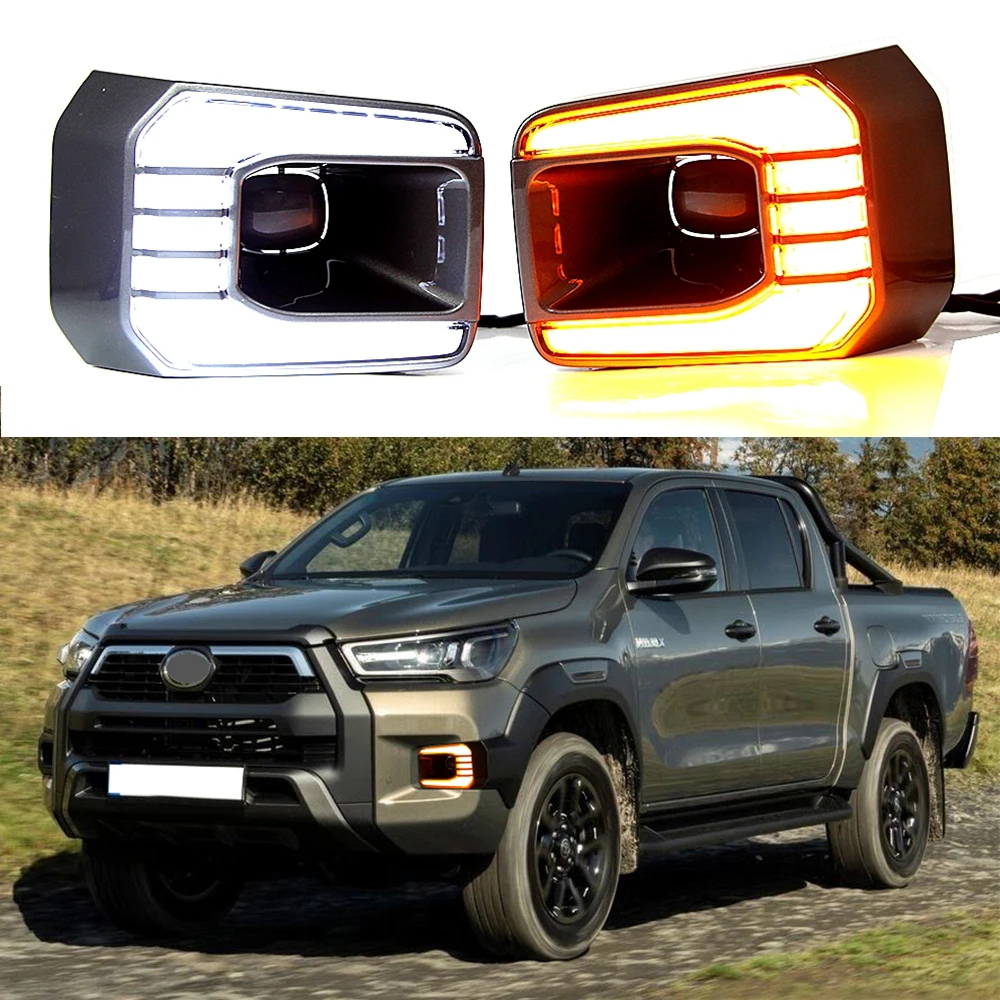 LED DRL Car Daytime Running Light Front Bumper Fog Lamps with Turn ...