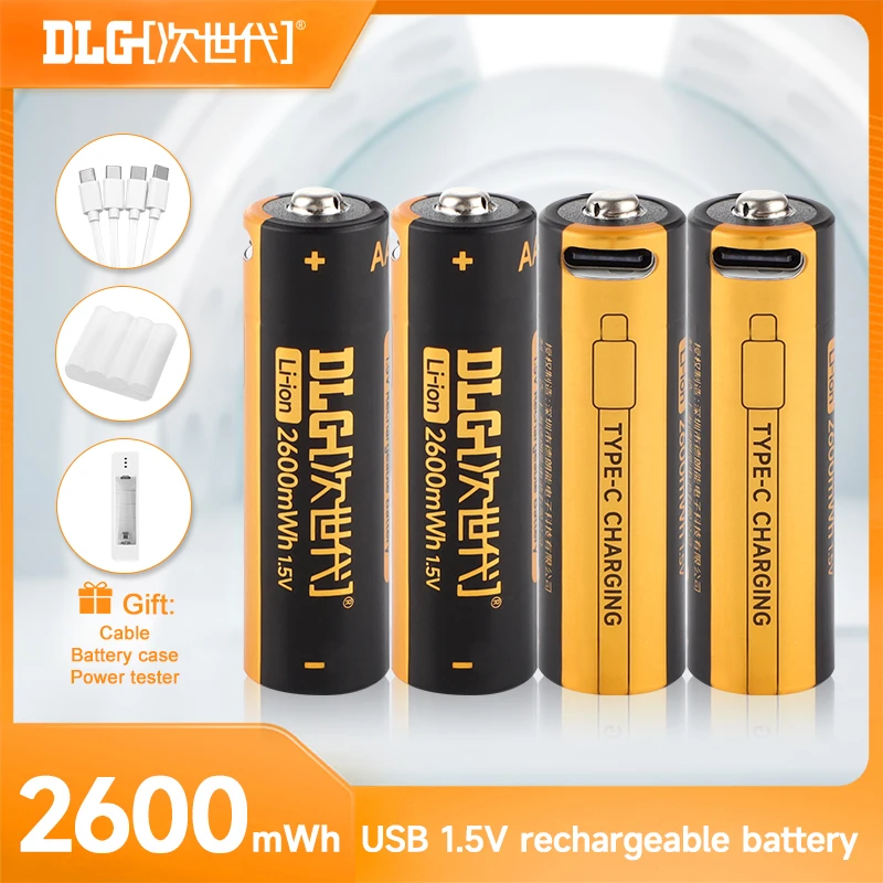 DLGPOWER-4-8-10PC-AA-2600mWh-Lithium-Battery-USB-1-5V-2A-Li-Ion ...