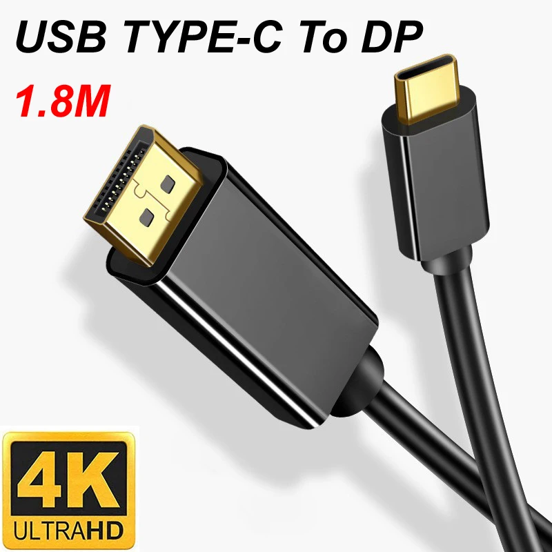 1.8m USB 3.1 Type C to DP V1.4 Displayport Male to Male Audio/Vidio ...