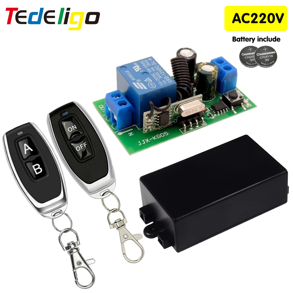 433mhz Wireless Remote Control Switch Ac110v 220v 10a 1ch Relay Module Receiver On Off Remote ...