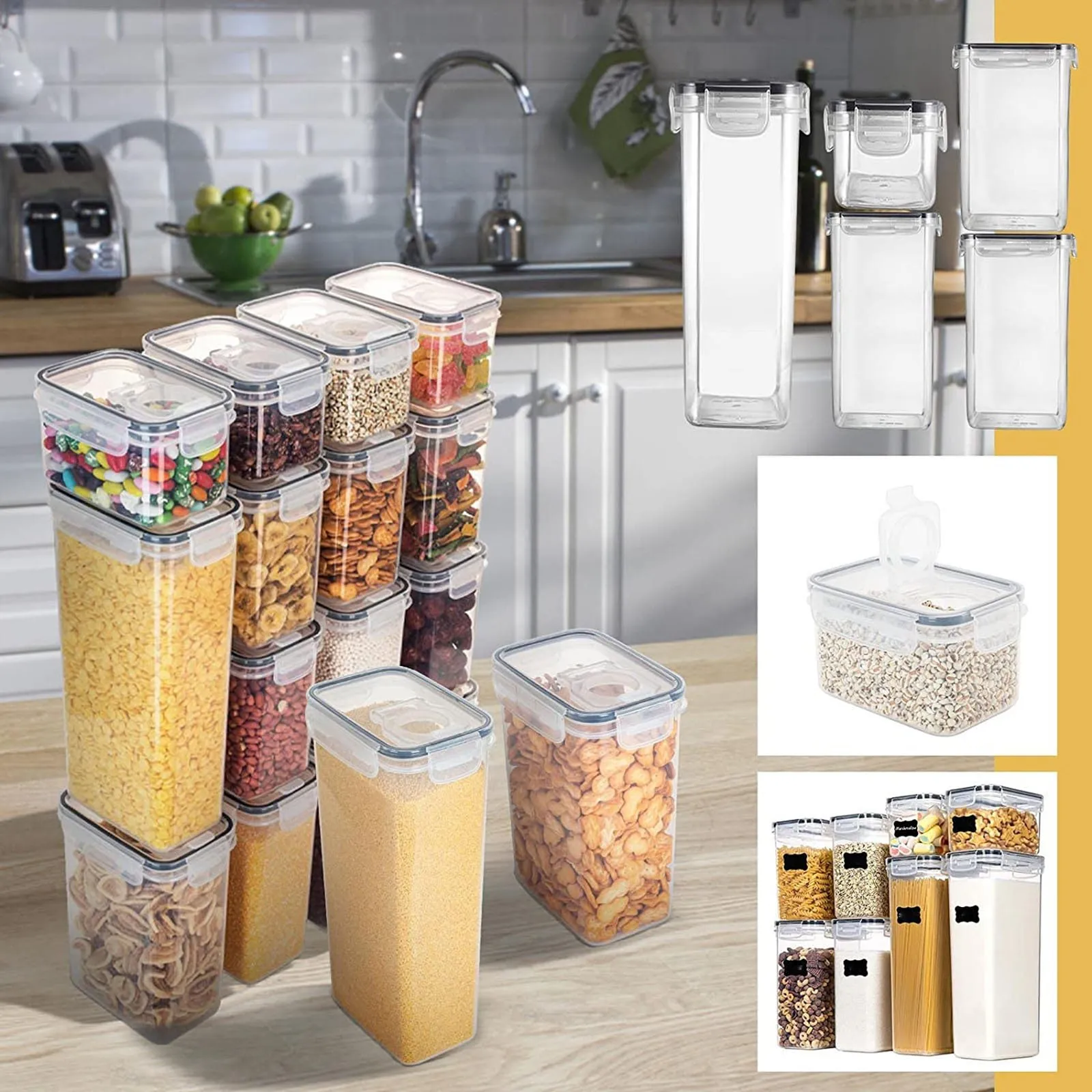Food-Storage-Kitchen-Container-Plastic-Box-Jars-For-Bulk-Cereals ...