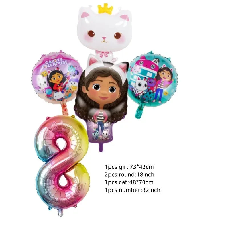 Suministros para la fiesta del quinto cumpleaños de las niñas Casa de muñecas Gabby Globos de ...