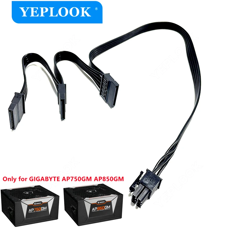 Original Gigabyte 6Pin to 3 SATA Straight HDD SSD Power Cable for AORUS ...