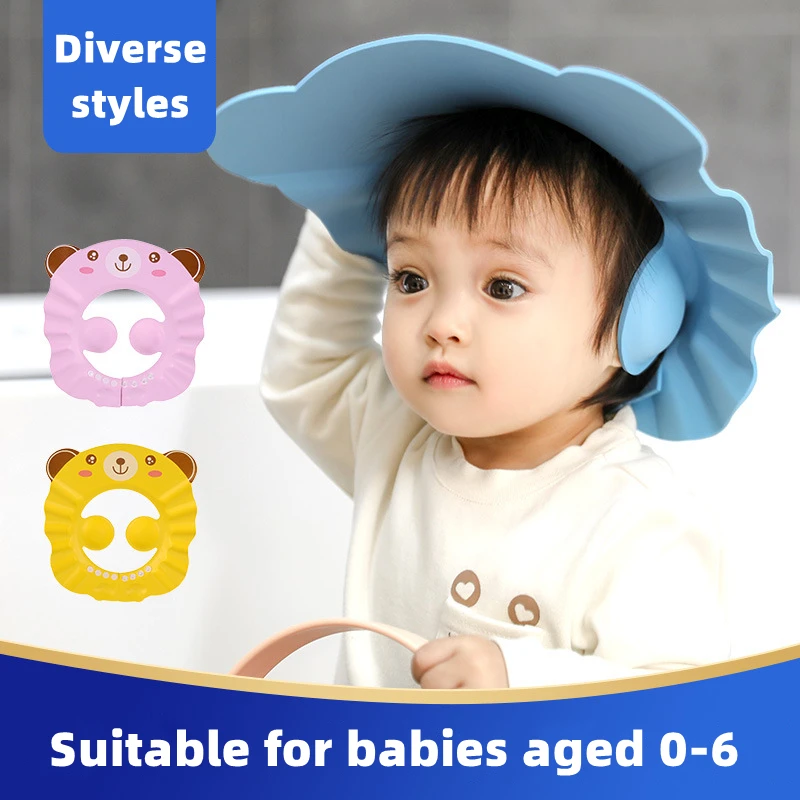 Baby Shower Soft Cap Adjustable Hair Wash Hats Newborn Infant Ear ...
