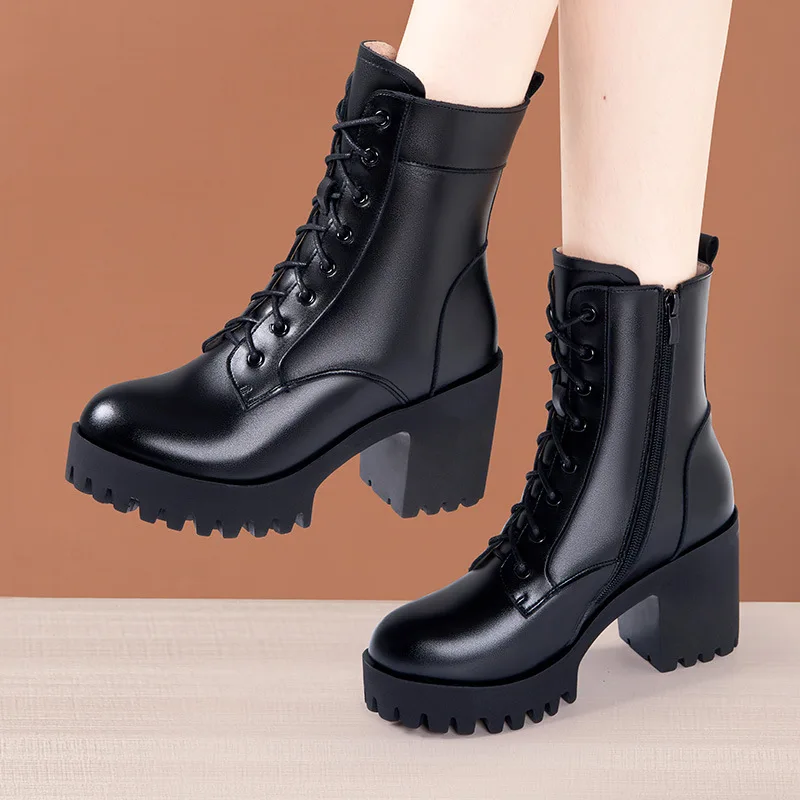 8cm-Small-Size-32-43-New-Block-High-Heels-Shoes-Genuine-Leather-Boot ...