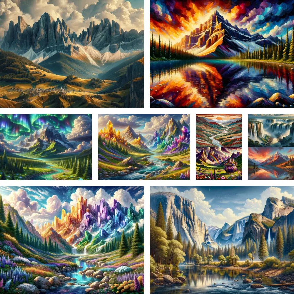 Landscape-Beautiful-Mountain-Cross-Stitch-Patterns-DIY-Embroidery ...