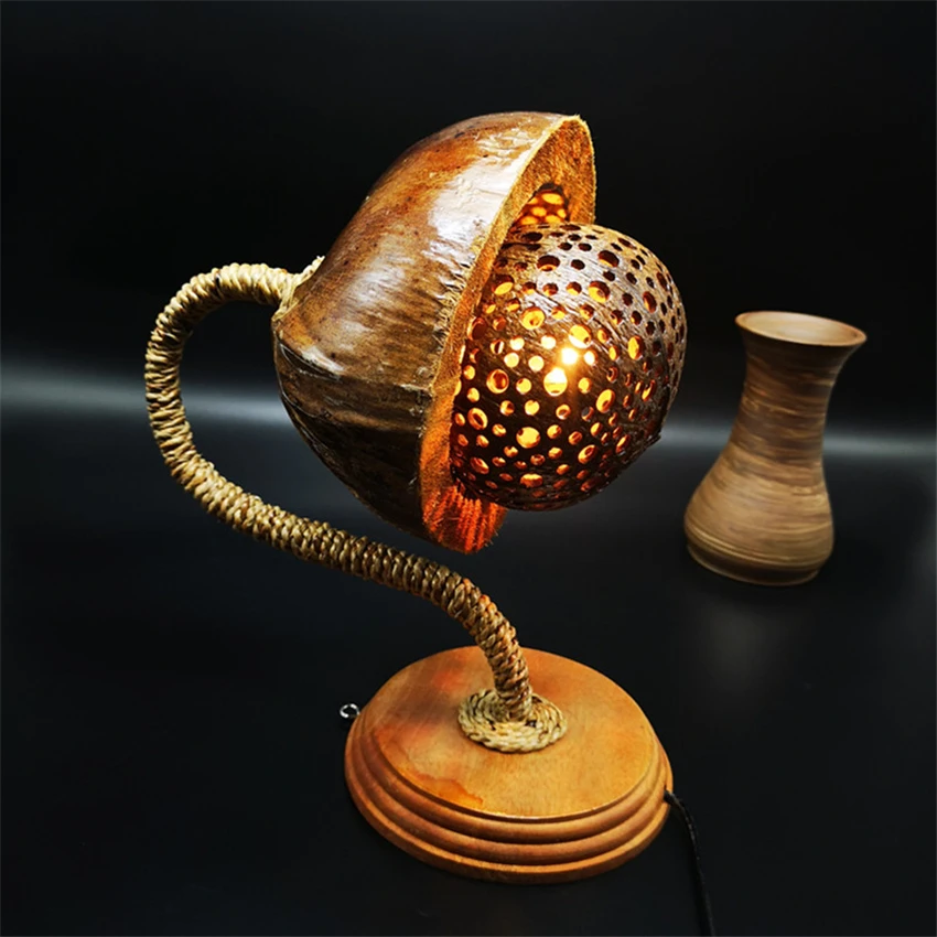 Handmade-Coconut-Shell-Creative-Desk-Lamps-Living-Room-Dining-Room ...