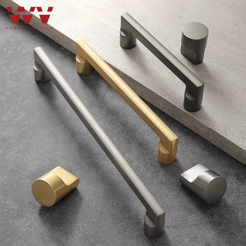 WV Zinc Alloy Modern Gold Handles Kitchen Door Cabinet Pulls Solid ...