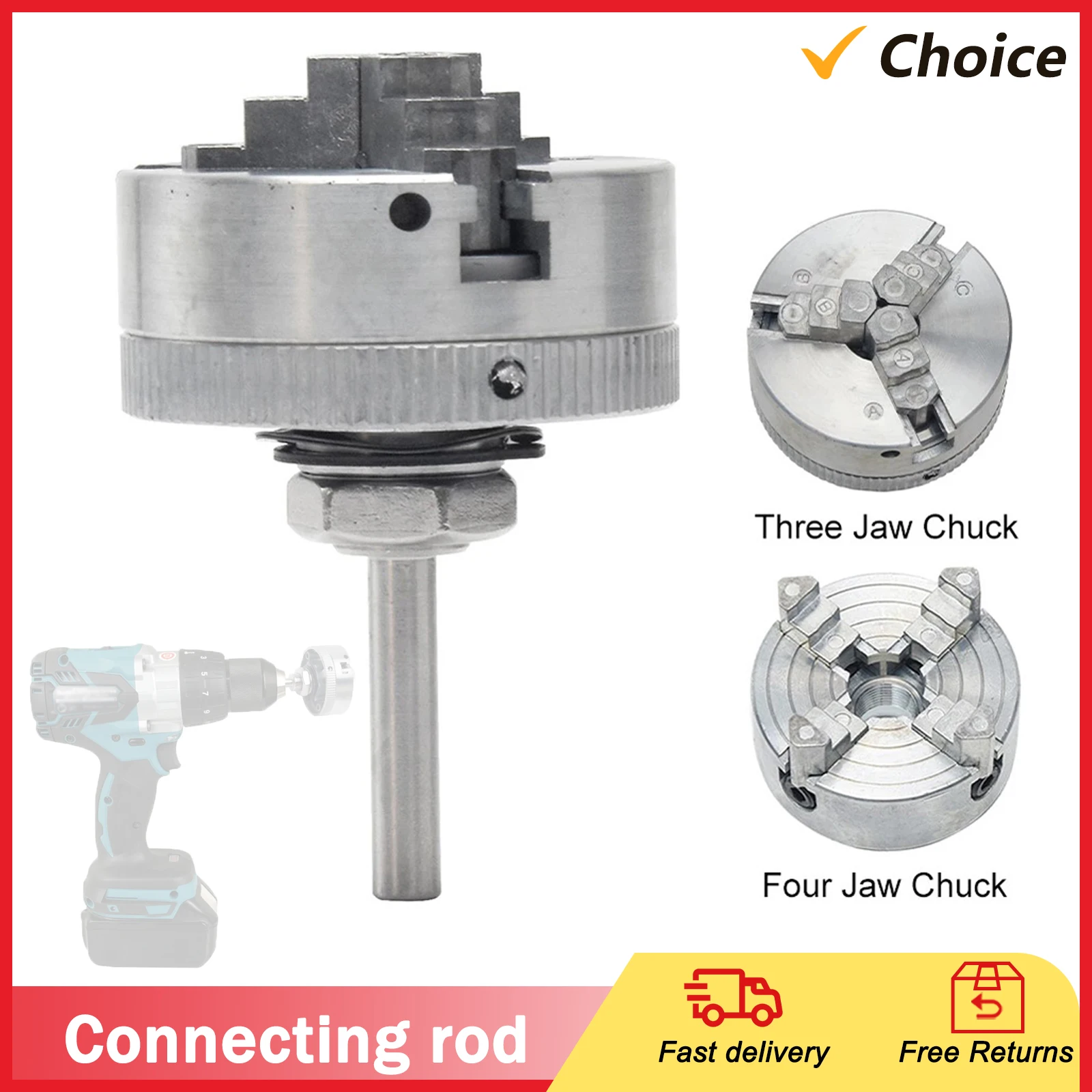 3-Jaw-4-Jaw-Zinc-Alloy-Chuck-Connecting-Rod-Self-Centering-Wood-Turning ...