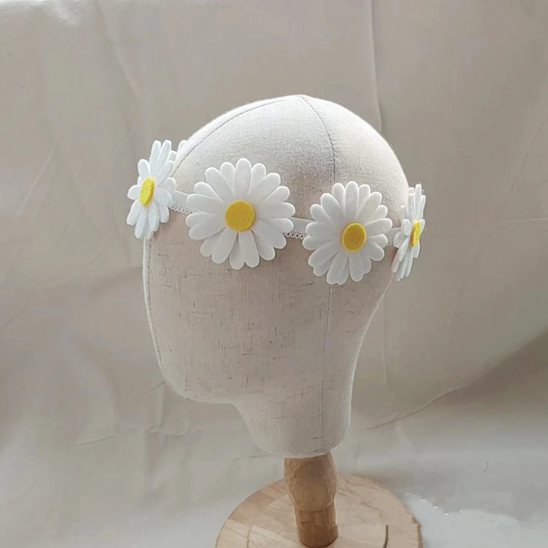 White-Daisy-Flower-Headband-Hair-Bands-Boho-Sunflower-Crown-Hippies ...