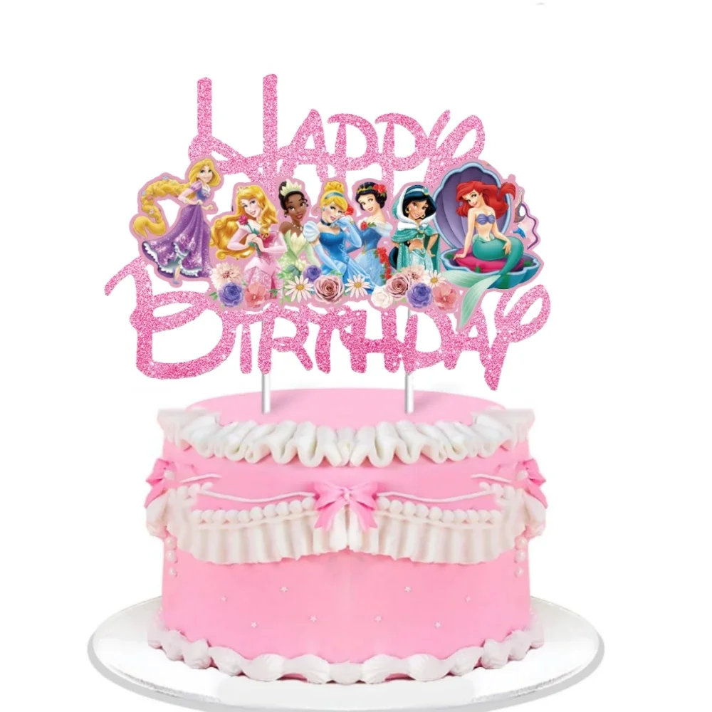 Disney-Princess-Cake-Toppers-Pink-Glitter-Princess-Cake-Decor-For-Baby ...