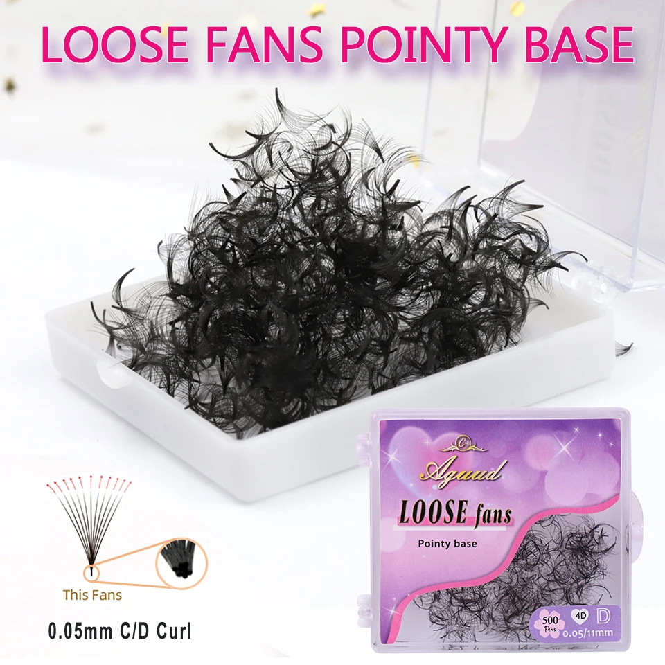 AGUUD 3D-40D Loose Fans Lashes Sharp Pointy Stem Promade Volume Fans ...