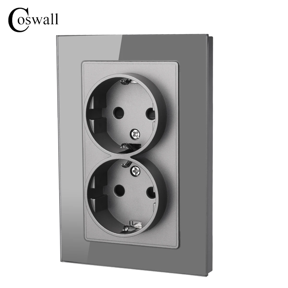COSWALL Wall Double Socket Glass Panel, upright EU Germany Netherlands ...