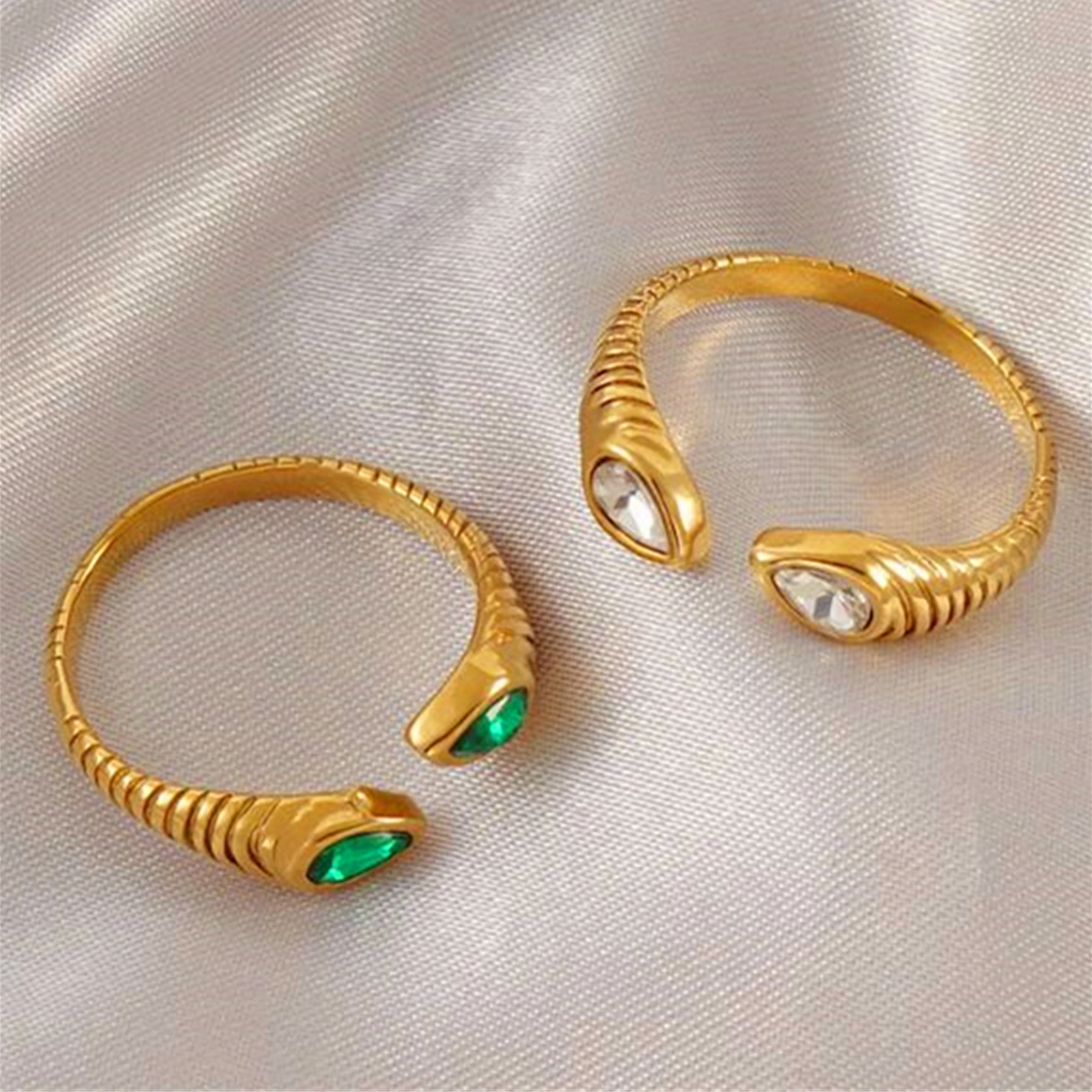 Retro-Waterdrop-Cubic-Zirconia-Ring-Adjustable-Open-Titanium-Steel ...