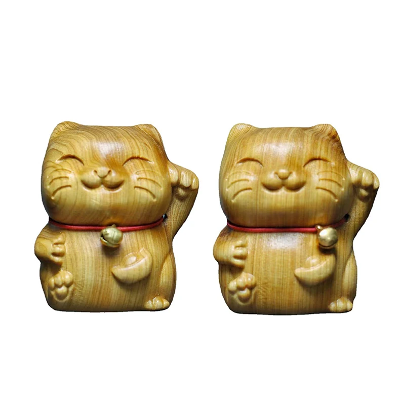 Carving Lucky Cat Bell Ornaments Cute Smile Cat Creative Home Study ...