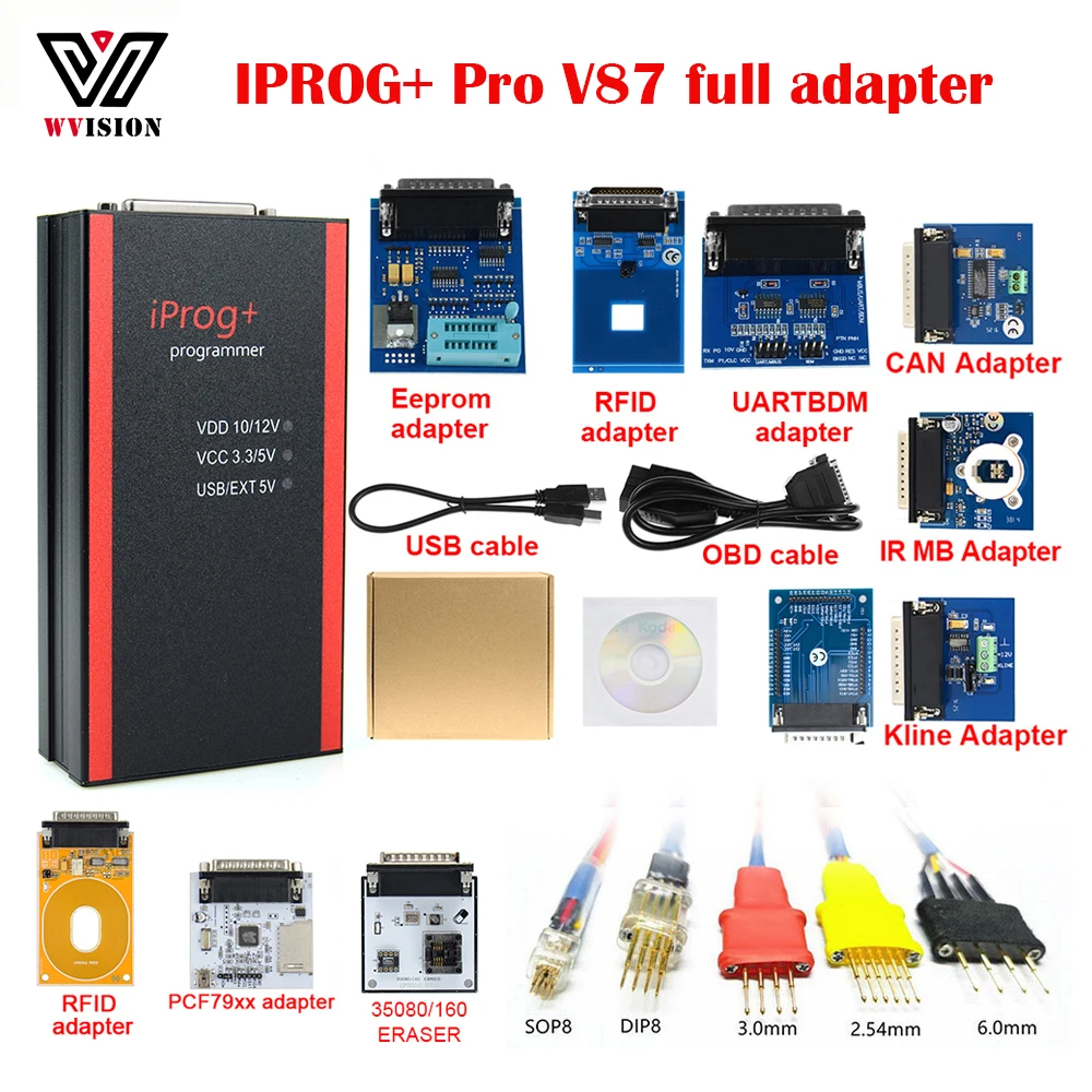 IPROG+ Pro V87 ECU Key Programmer Iprog Eeprom IMMO Air B ag Reset Till ...