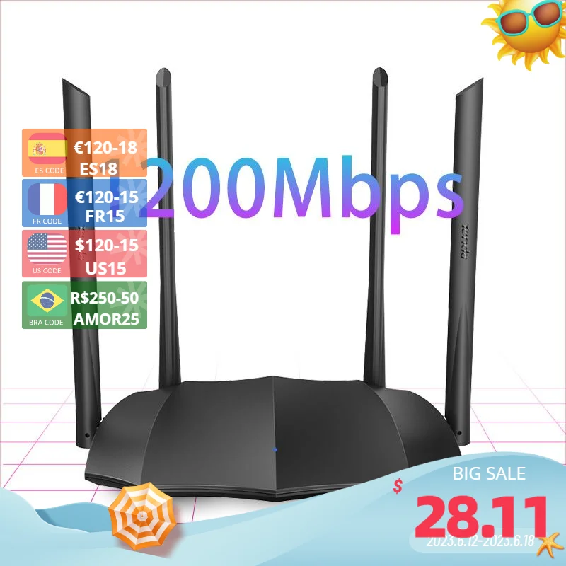 Tenda Ac8 Gigabit Router Gigabit Ipv6 AC1200 Dual Wireless Full 5g Wifi ...