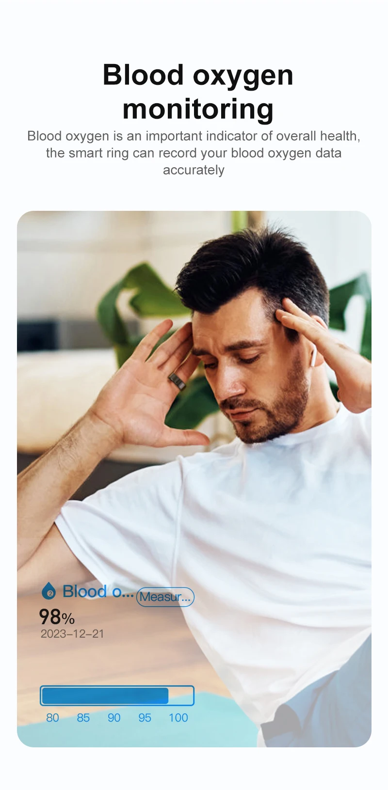 R02 Smart Ring Multifunctional Step Health Tracker Heart Rate Blood ...