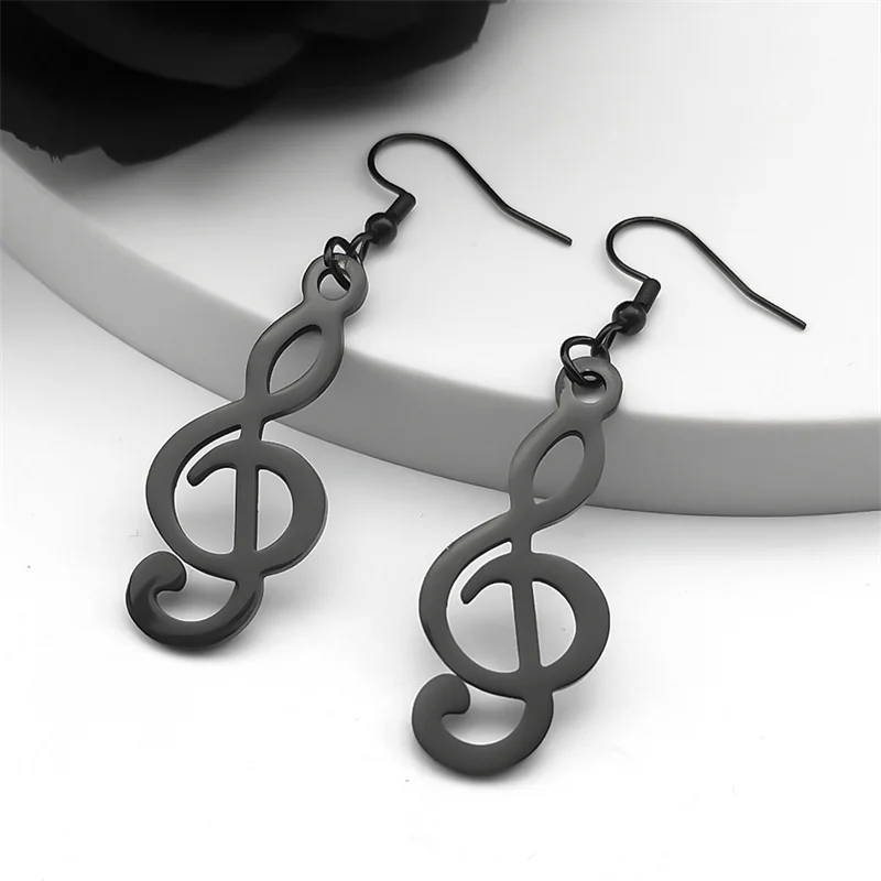 Boucles-d-Oreilles-Noires-G-om-triques-en-Acier-Inoxydable-pour-Femme ...