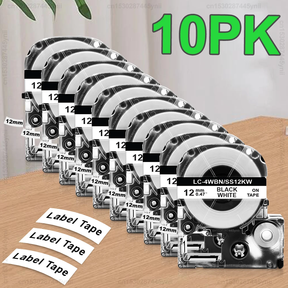 5-10Pcs-SS12KW-Compatible-Epson-12mm-Label-Tape-SS12KW-LC-4WBN-ST12KW ...