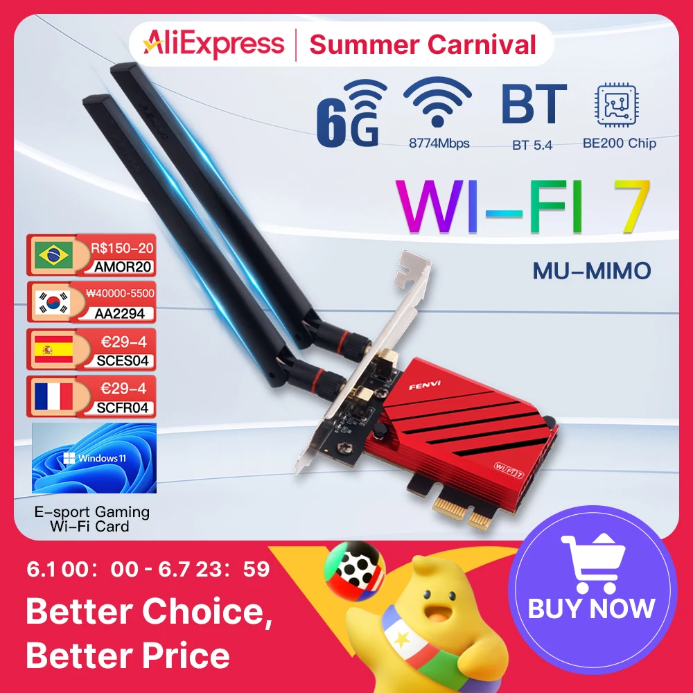 fenvi-WiFi-7-FV-BE8800-Intel-BE200-Pcie-Wireless-Adapter-Bluetooth-5-4 ...