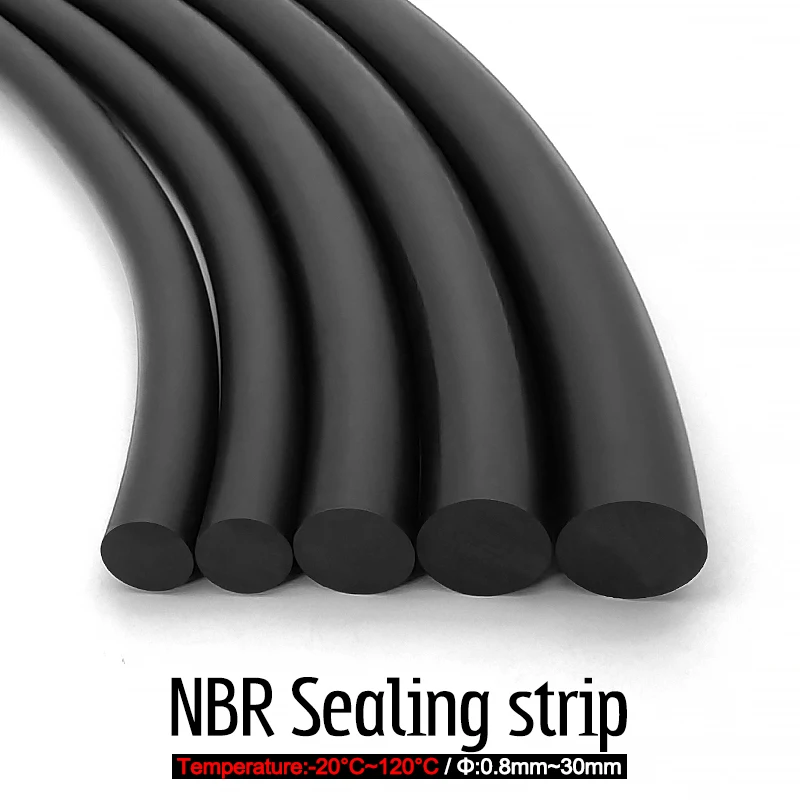 Dia 0.8/1/1.5/1.8/2/3/3.5~7mm Black NBR Sealing Strip Solid Nitrile ...